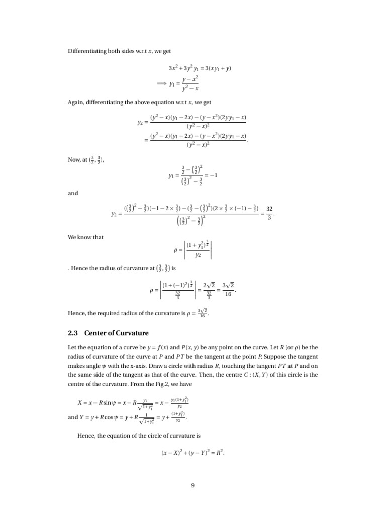 Centre of Curvature | PDF | Curvature | Euclidean Geometry