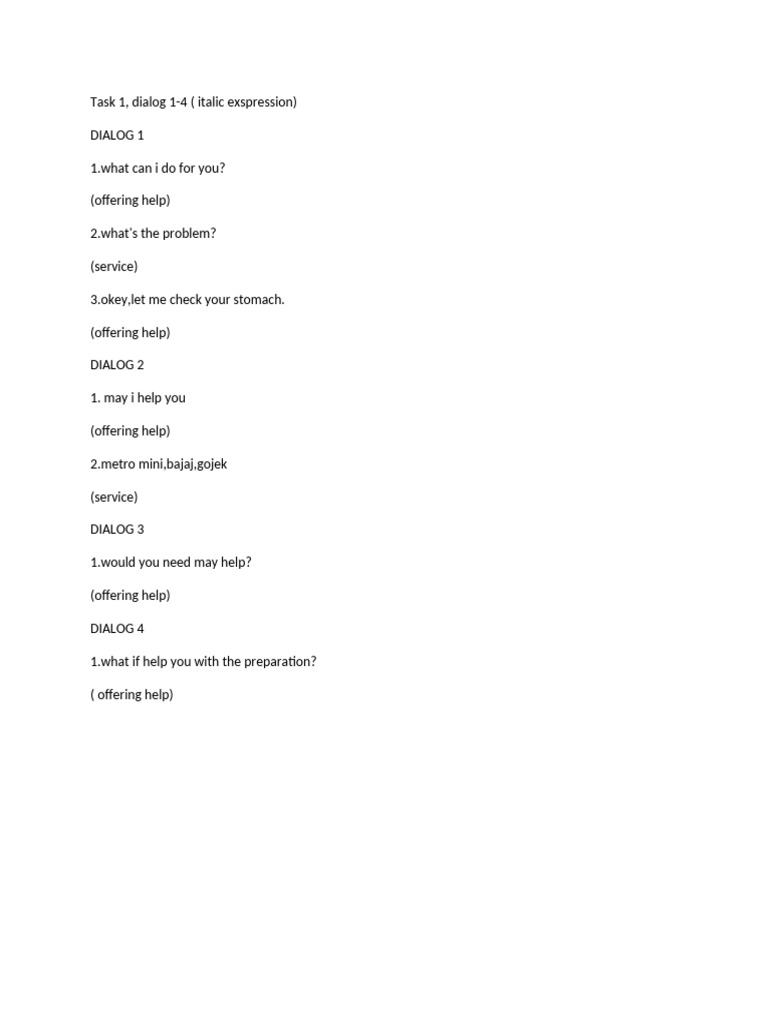 BERNADUS ANGGA (Taks 1, Dialog 1-4 (Italic Expression) ) | PDF