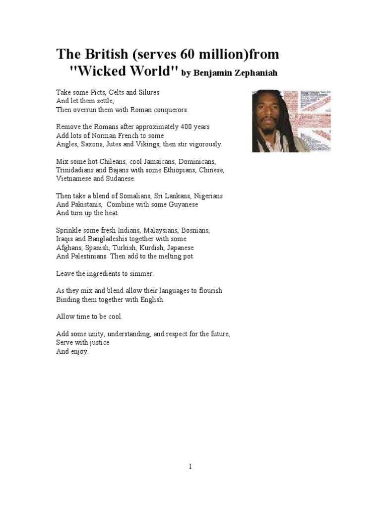 Benjamin Zephaniah's "The British" Poem | PDF | Poetry