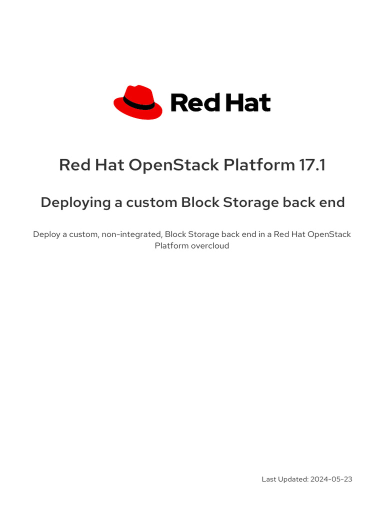 Red Hat OpenStack Platform-17.1-Deploying A Custom Block Storage Back end-en-US | PDF | Open ...