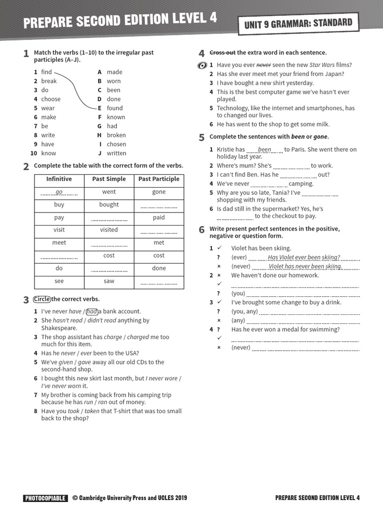 PREPARE 4 Grammar Standard Unit 09 | PDF | Verb | Linguistic Morphology