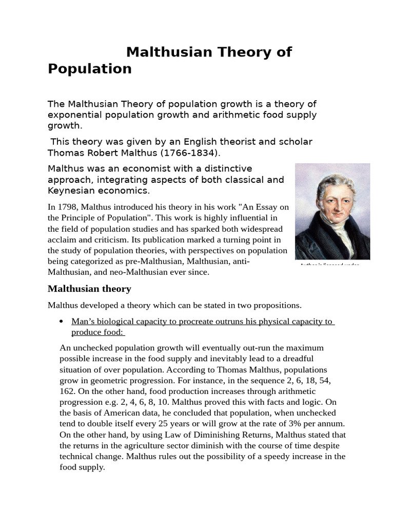 Malthusian Theory of Population | PDF | Economies | Economics