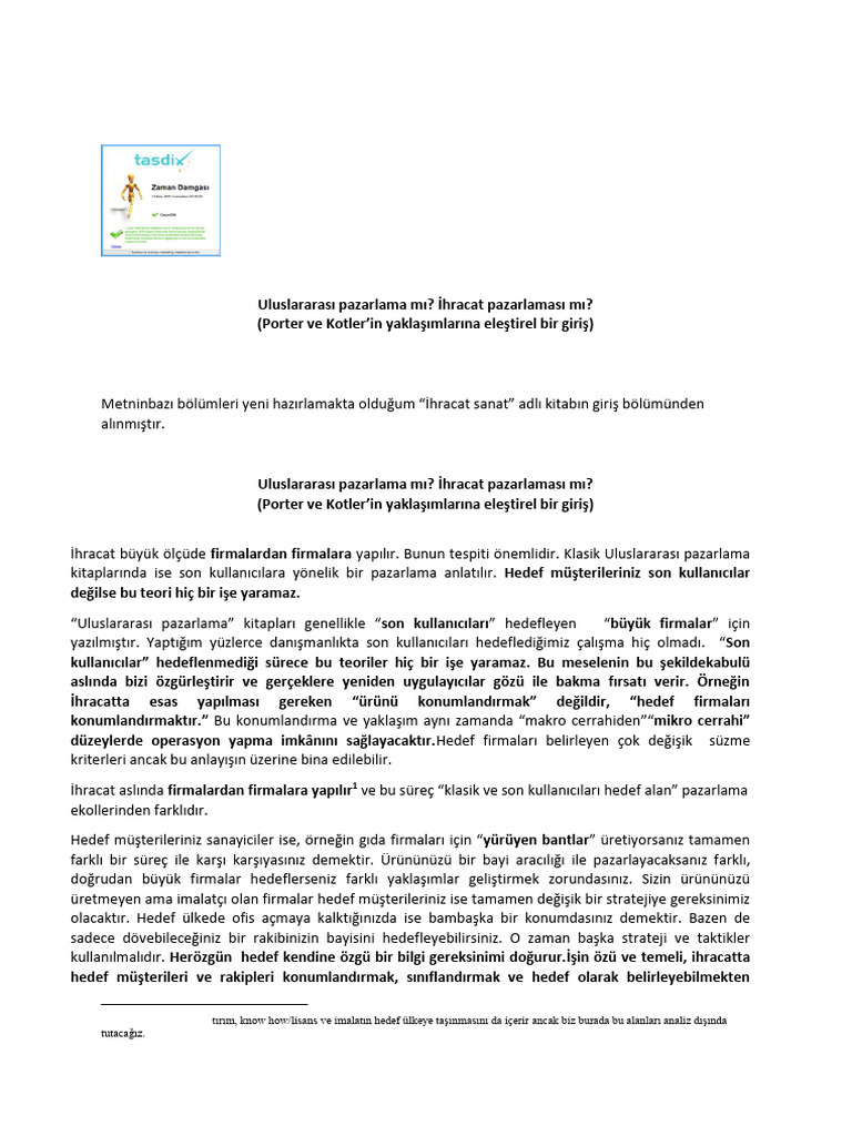 Makale Pazarlama Mi İhracat Mi | PDF