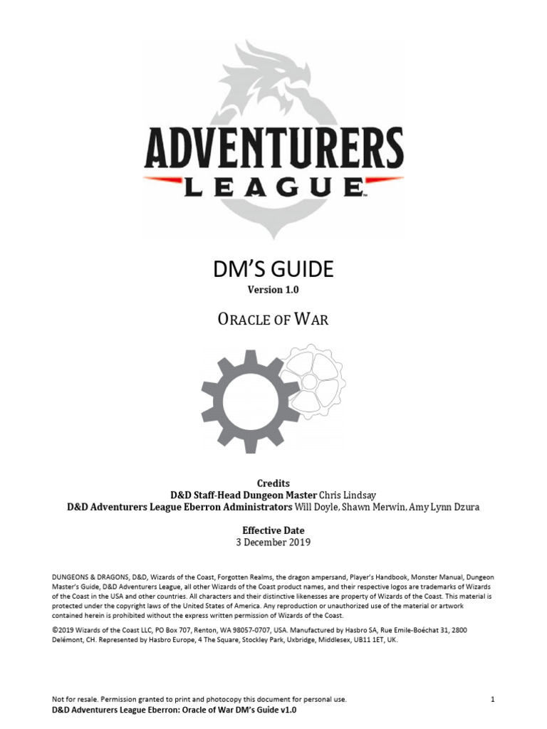 Oracle of War DMs Guide v10 | PDF | Dungeons & Dragons | Role Playing Games