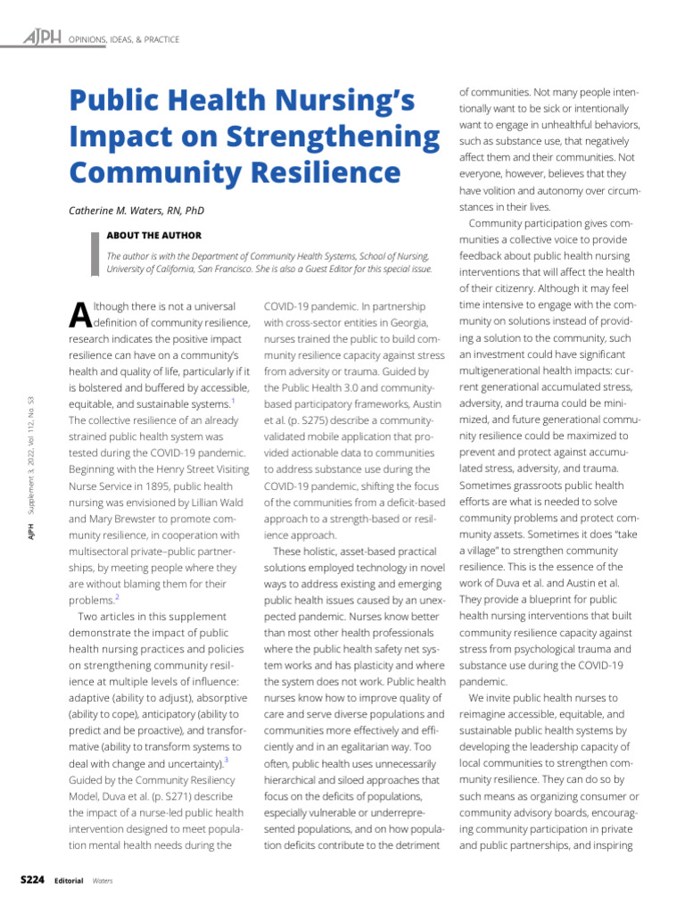 Strengthening Community Resilience Through Public Health Nursing | PDF ...