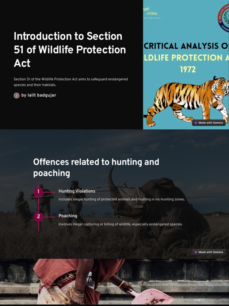 Wildlife Protection Act Presentation | PDF | Crime & Violence | Poaching