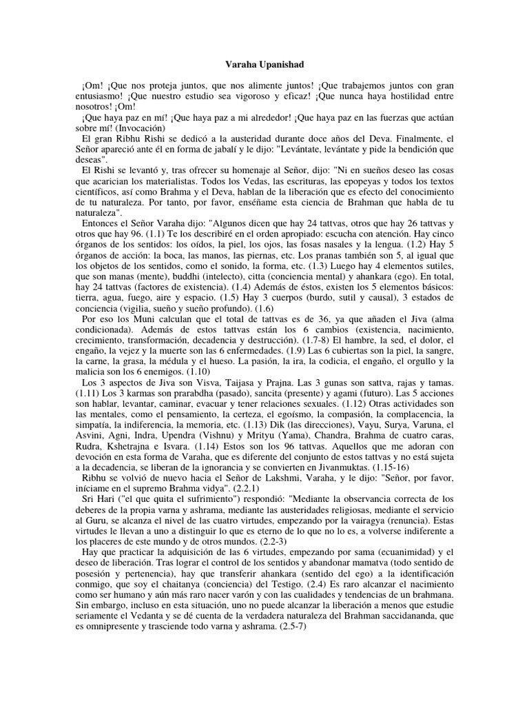 Varaha Upanishad | PDF | Mantman (hinduismo) | brahmán