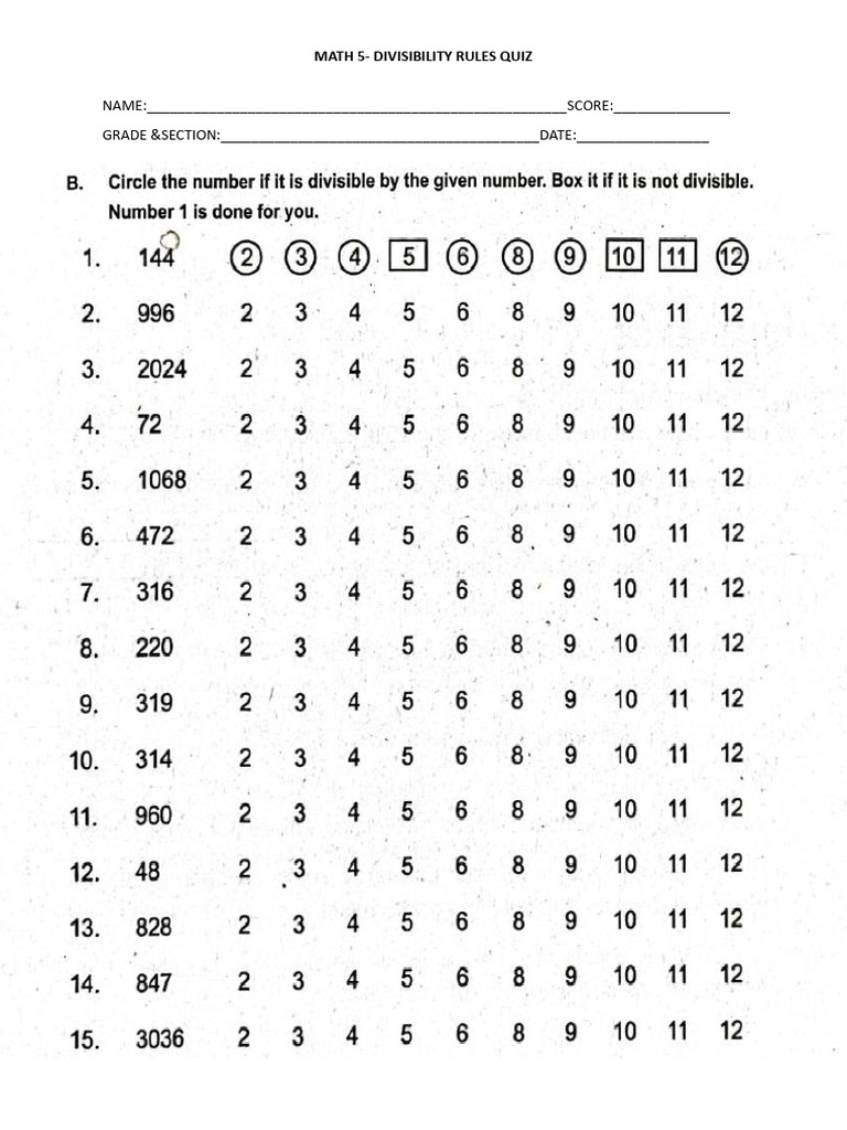 Divisibility Rules.. | PDF