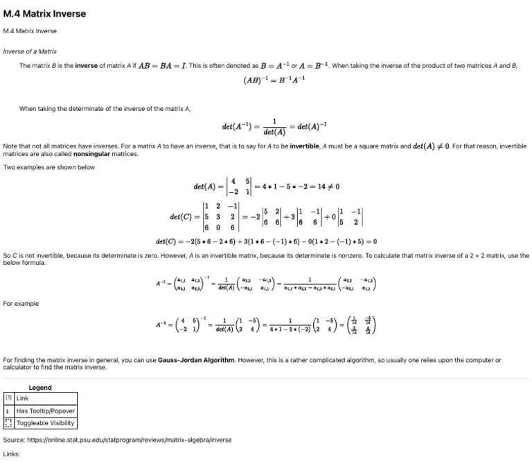M.4 Matrix Inverse | PDF
