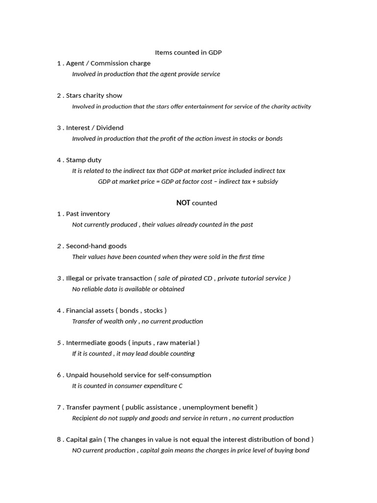 Items Counted in GDP | PDF
