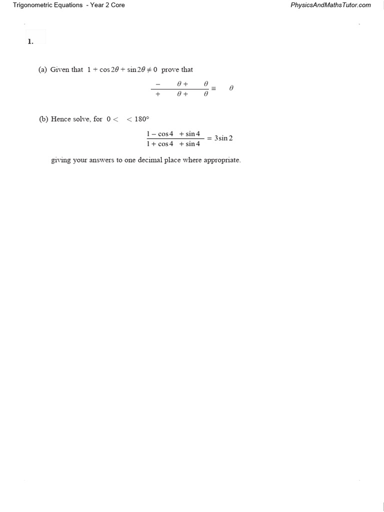 Trigonometric Equations QP | PDF | Mathematics | Euclid