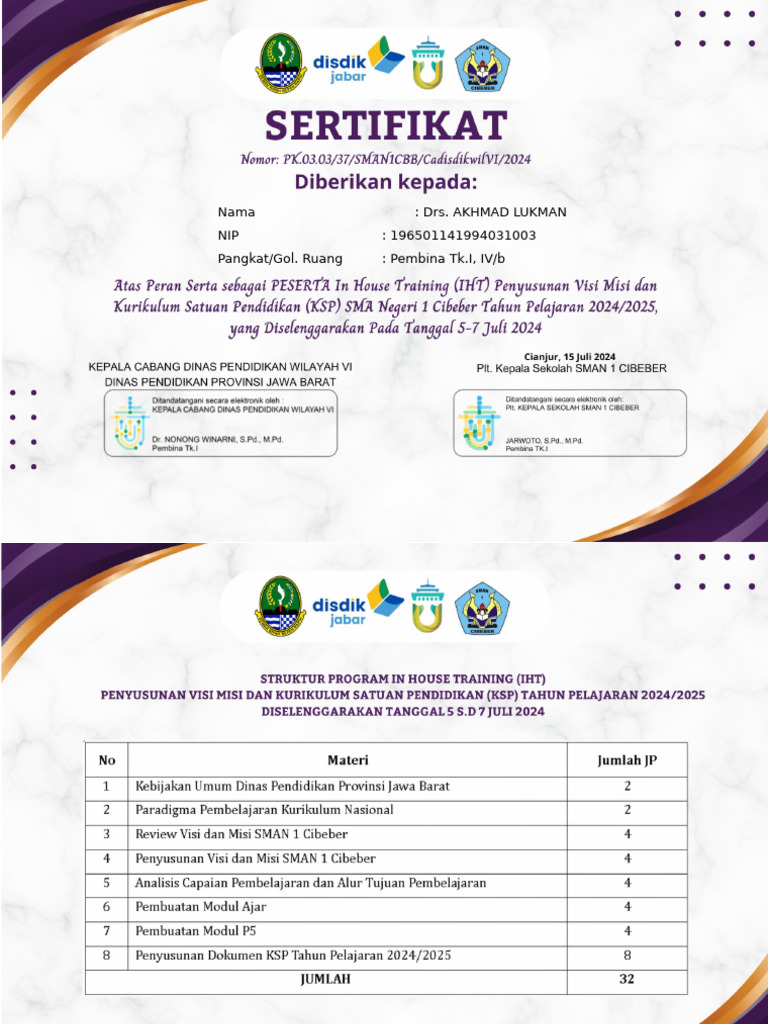 Sertifikat IHT 2024 | PDF