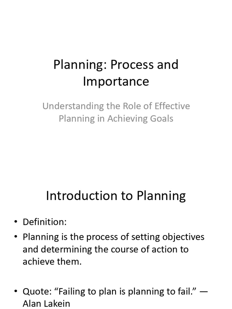 Planning Process Importance Presentation | PDF | Marketing Strategy ...