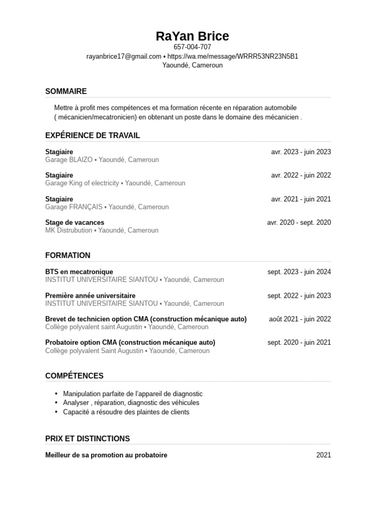 Rayan Brice: Sommaire | PDF | Ingénierie