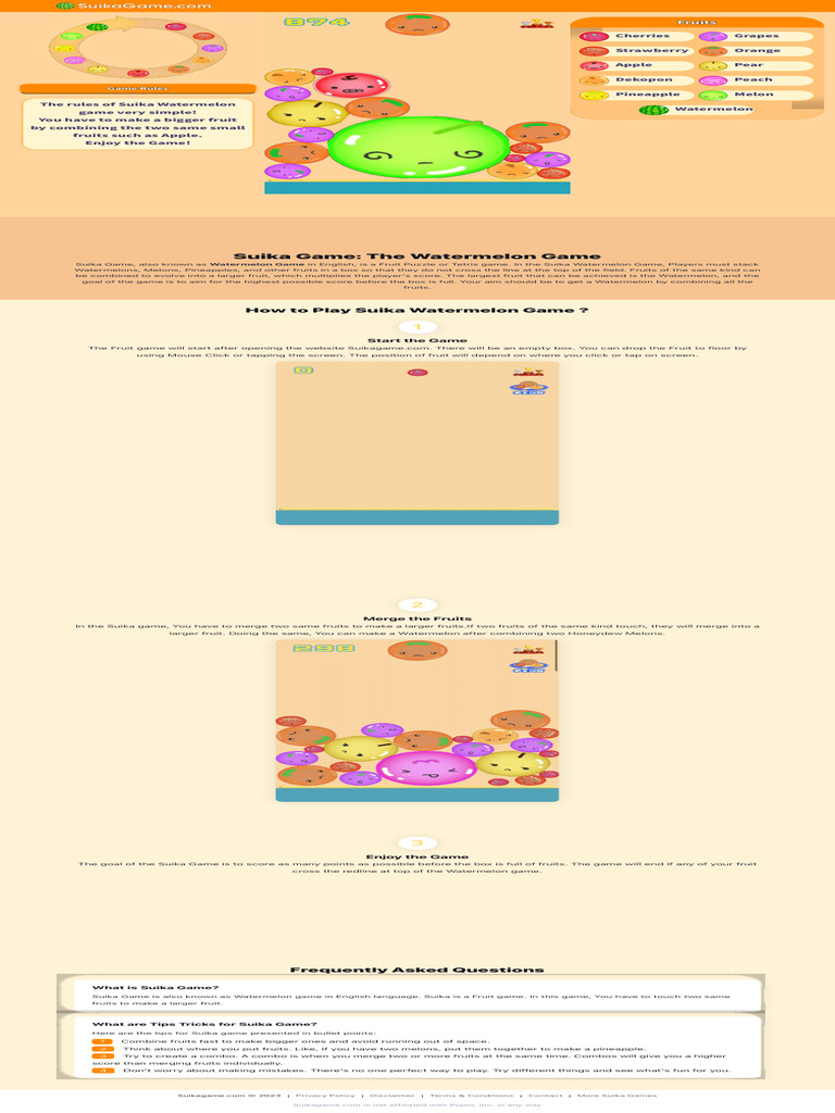 Suika Game - Play Watermelon Game Online (English Version) | PDF | Fruit