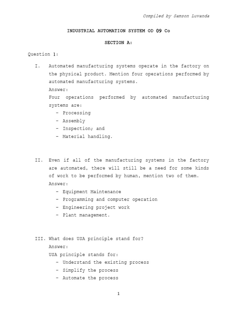(Good) Automation Quiz and Ans. | PDF | Programmable Logic Controller ...