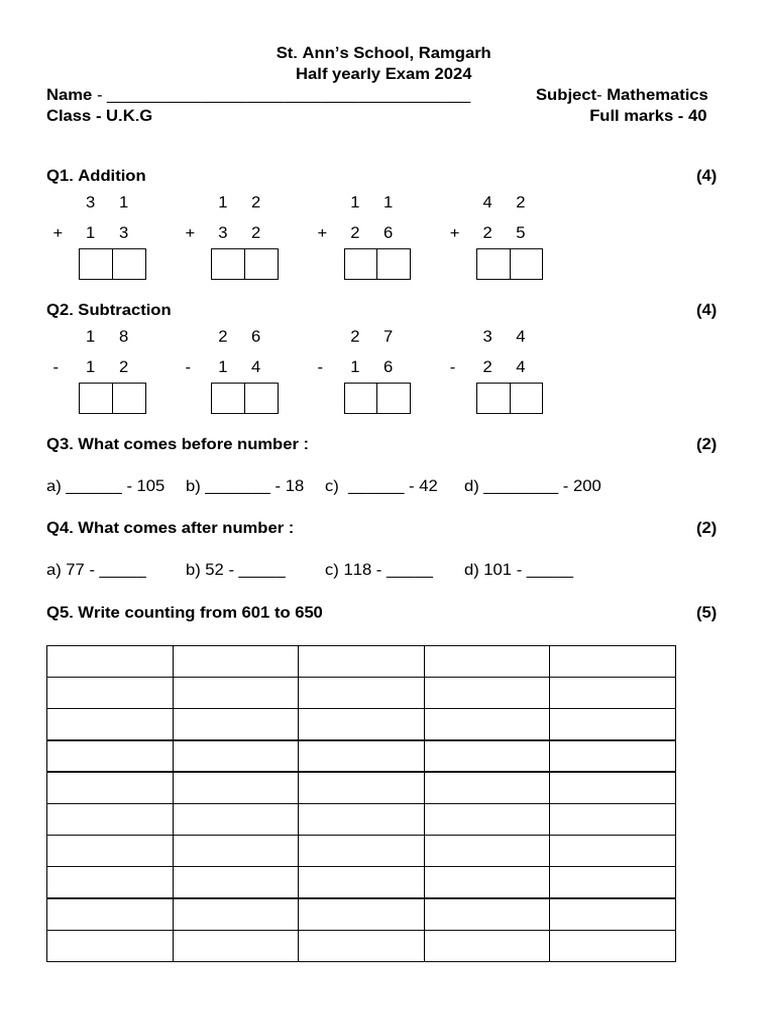 UKG Mathematics | PDF