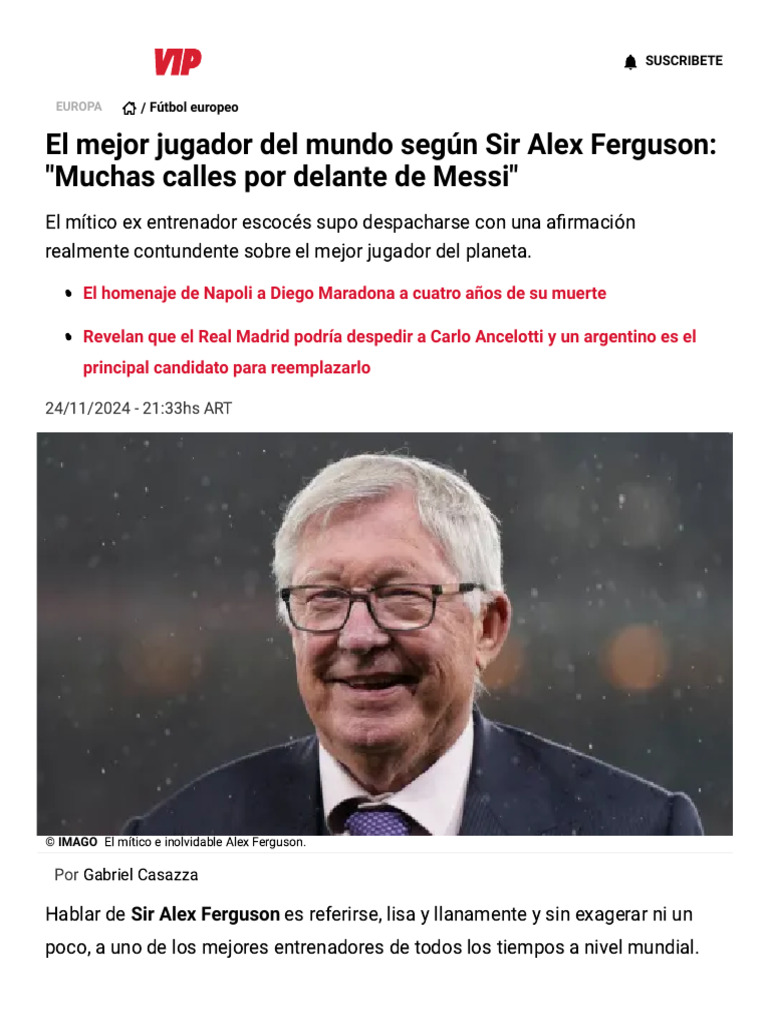 Cristiano Ronaldo, El Mejor Jugador Del Mundo Según Sir Alex Ferguson ...