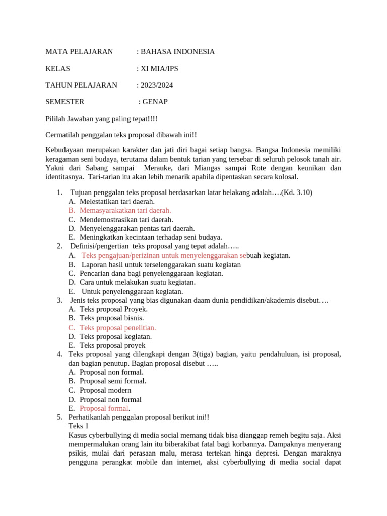 Soal Uas Genap 2024 | PDF