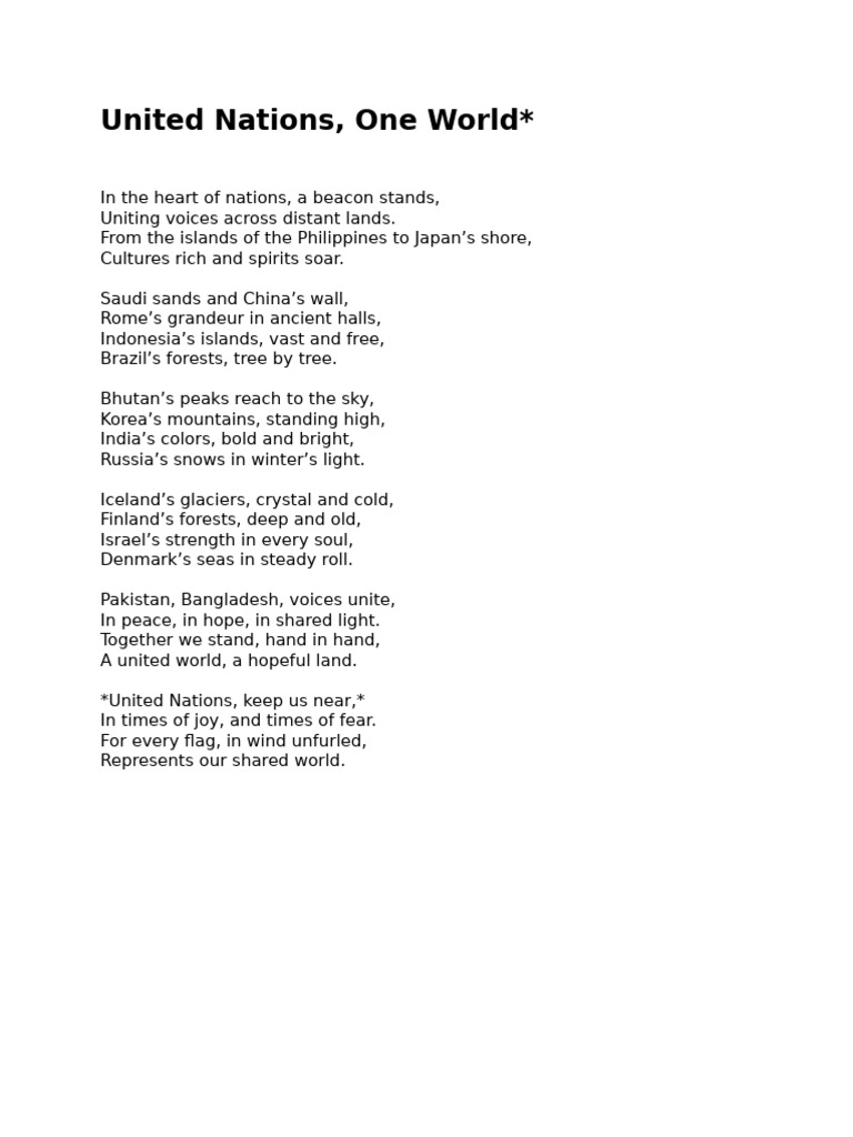 United Nation One World | PDF