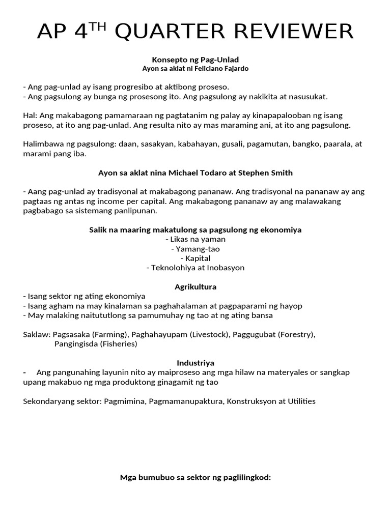 Ap 4TH Quarter Reviewer | PDF