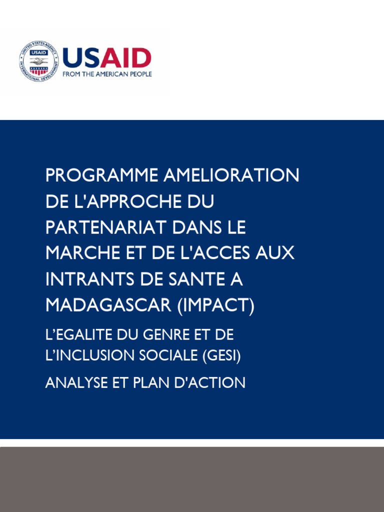 Analyse GESI et Plan d'Action IMPACT | PDF | Sexe | Études des genres