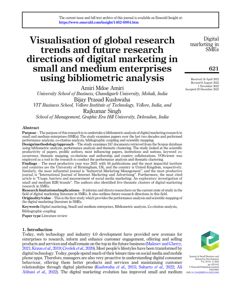 1 Visualisation of Global Research Trends and Future Research ...