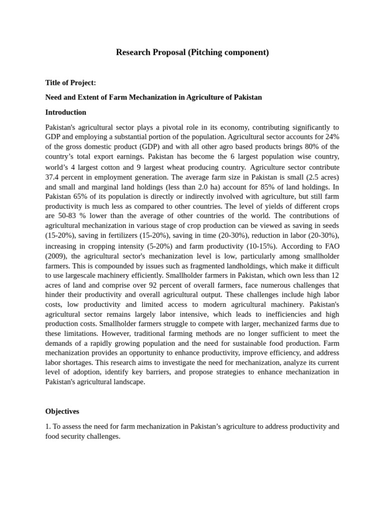 Research Proposal Pitching Components | PDF | Tillage | Agriculture