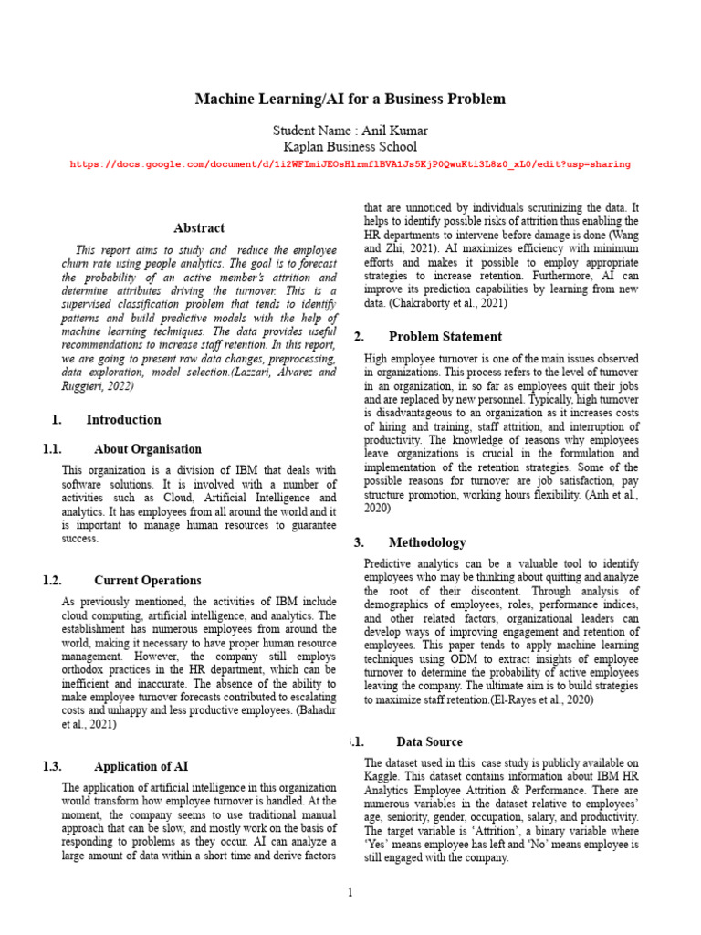 DATA4800 Report | PDF | Receiver Operating Characteristic | Turnover (Employment)