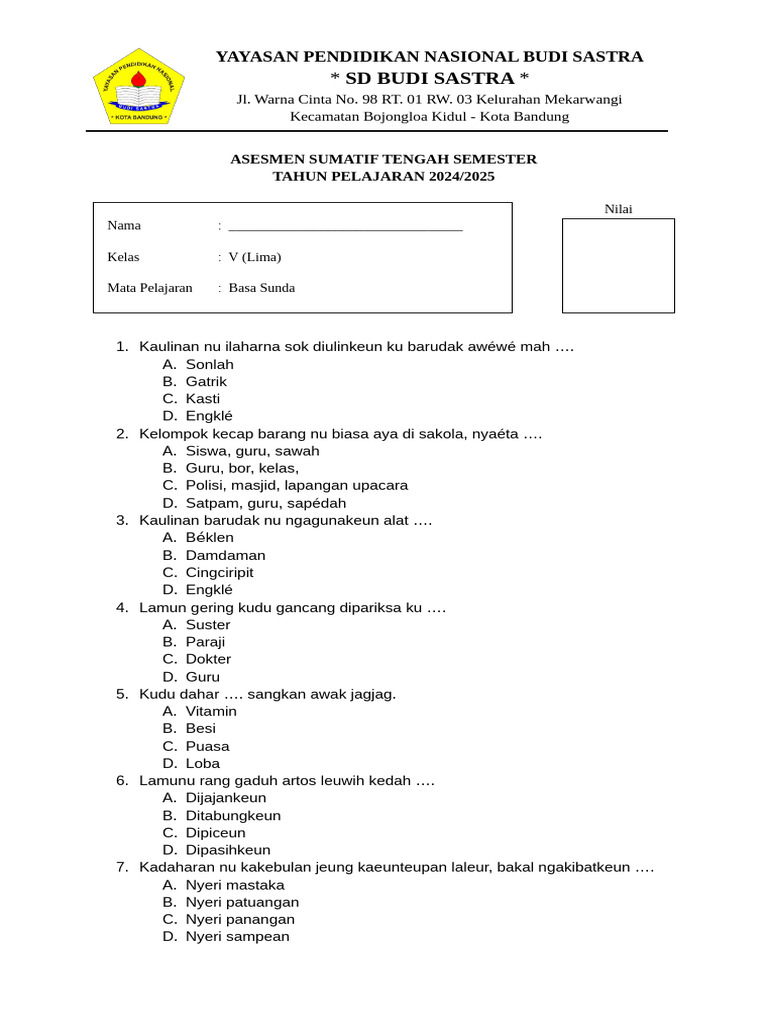 SEM1 2024 B.Sunda | PDF