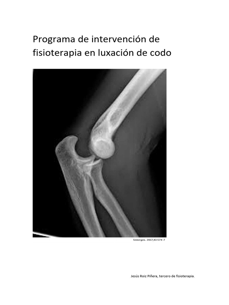 Programa de Intervención de Fisioterapia en Luxación de Codo | PDF | Codo | Sistema ...