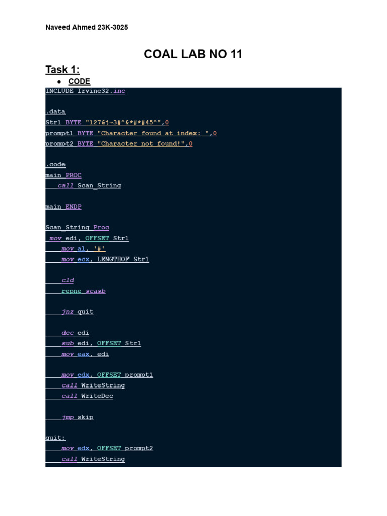 23K-3025 Coal Lab No 11 | PDF | Computer Programming | Computing