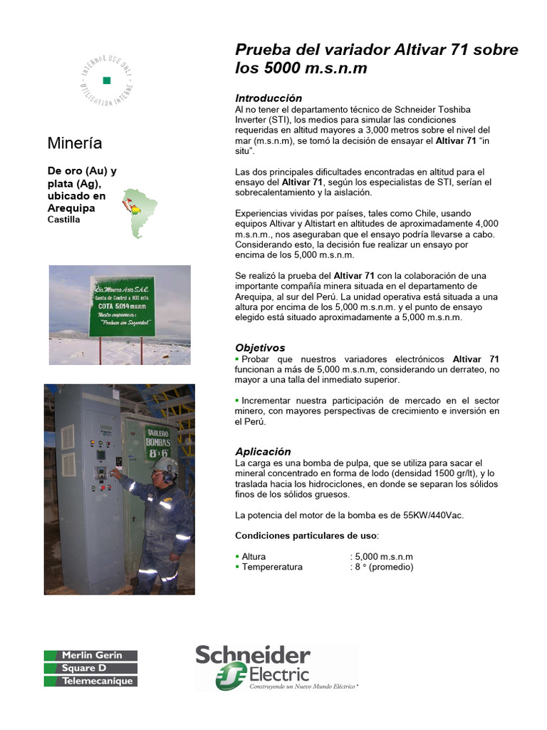 Prueba Altivar 71 a 5000 m.s.n.m. | PDF | Electricidad | Equipo