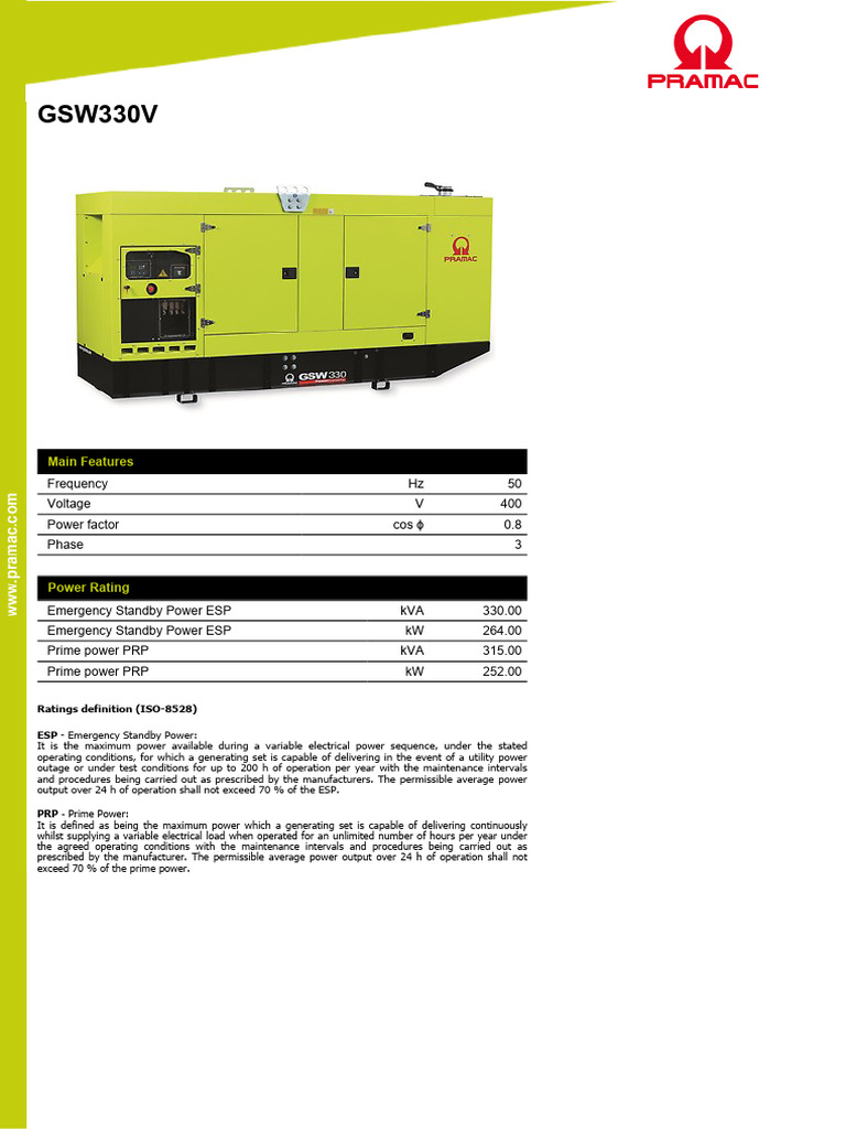 Pramac GSW330V Datasheet | PDF | Switch | Pump