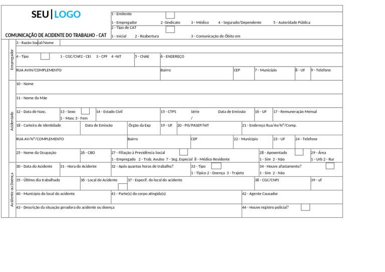 Formulario CAT em Excel | PDF