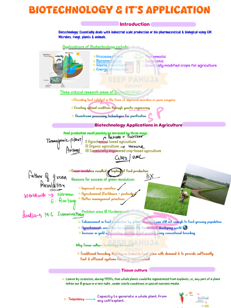 Biotechnology & Applications Super Notes and Hand Written | PDF ...