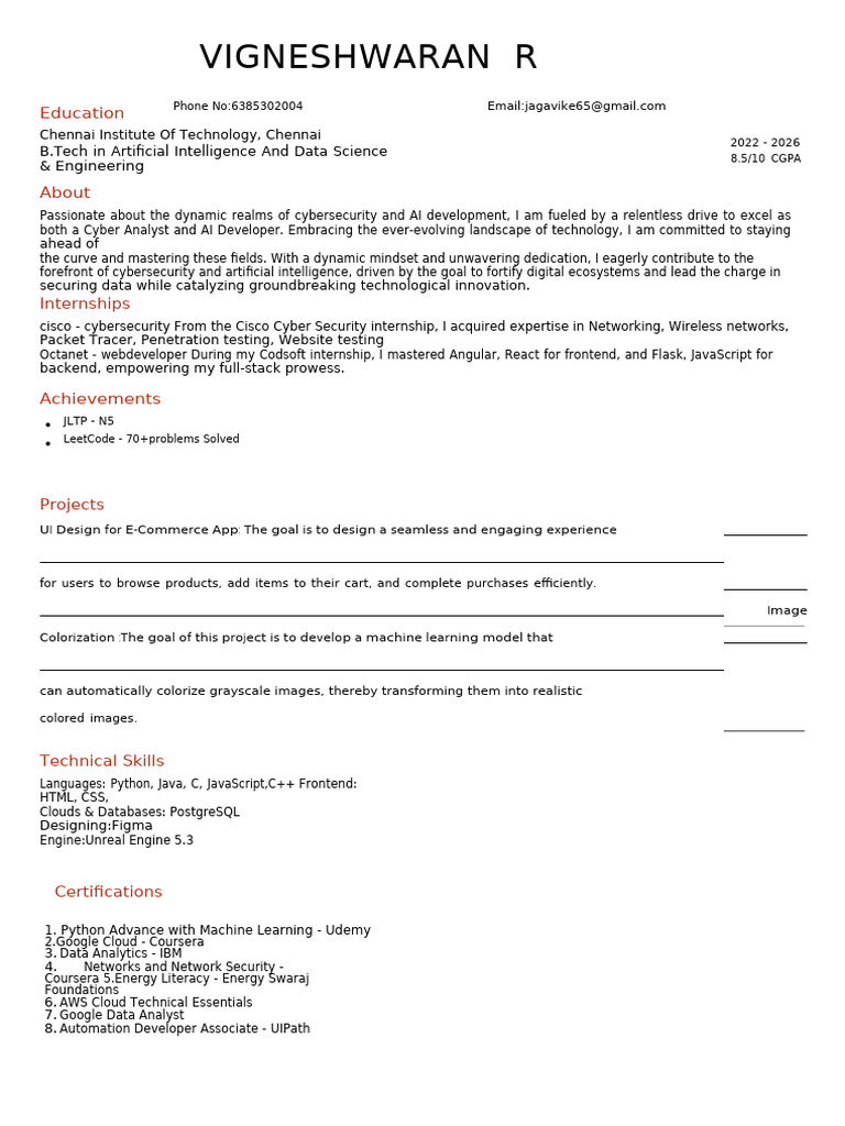 Vigneshwaran R | PDF