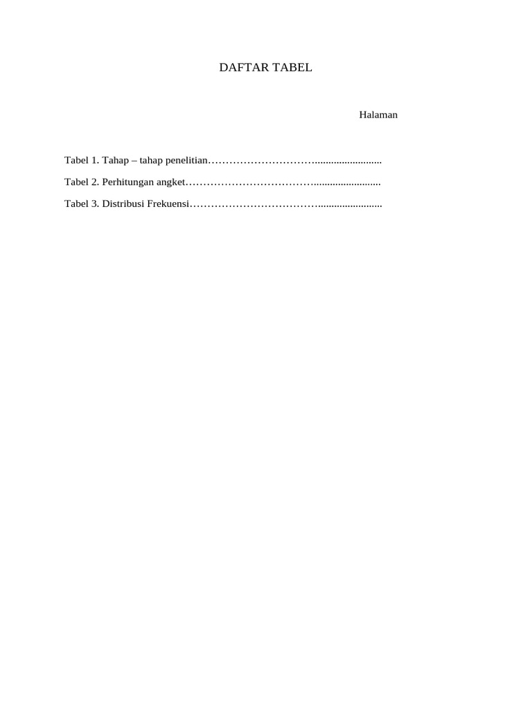 Daftar Tabel | PDF