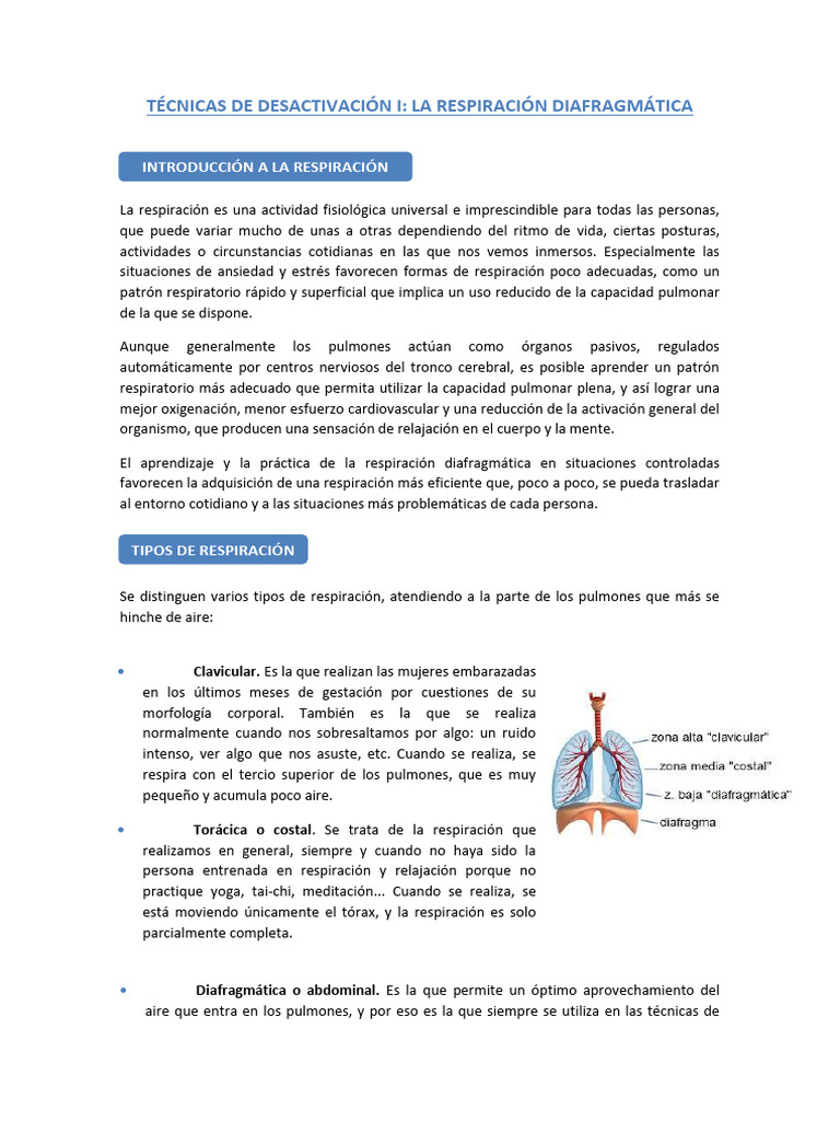 Técnicas de Desactivación I | PDF | Respiración | Sistema respiratorio