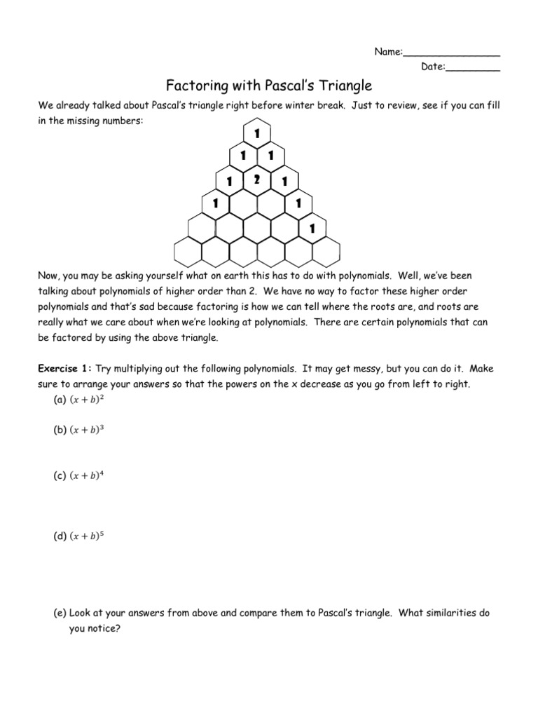 Factoring With Pascal's Triangle | PDF | Factorization | Polynomial