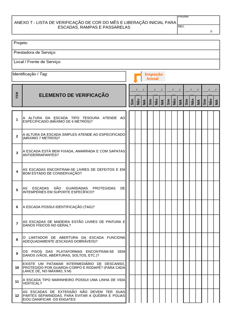 Check-List - Escadas, Rampas e Passarelas | PDF