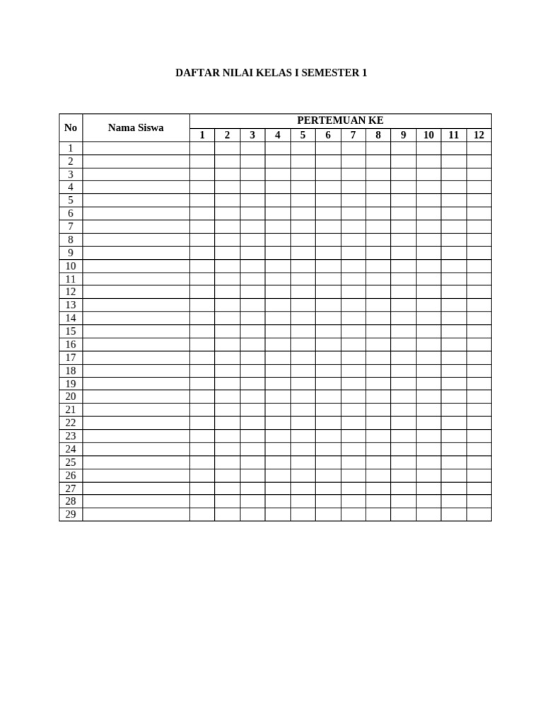 Daftar Hadir Dan Daftar Nilai Siswa | PDF