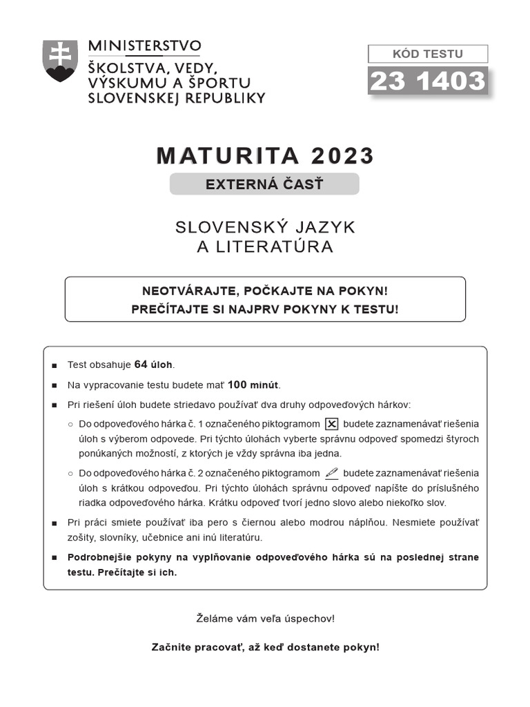 Maturita 2023 | PDF
