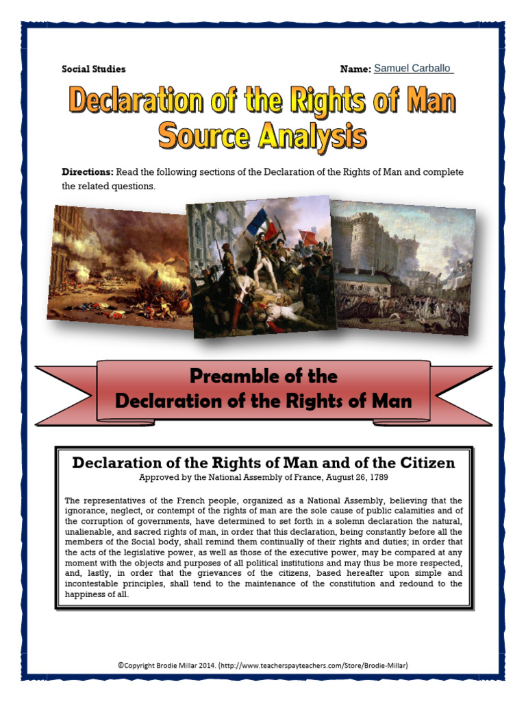 Declaration of The Rights of Man Source Analysis 2 6 | PDF | John Locke | Rights