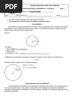 Círculo e Circunferência Matemática 6º Ano | PDF | Círculo | Diâmetro