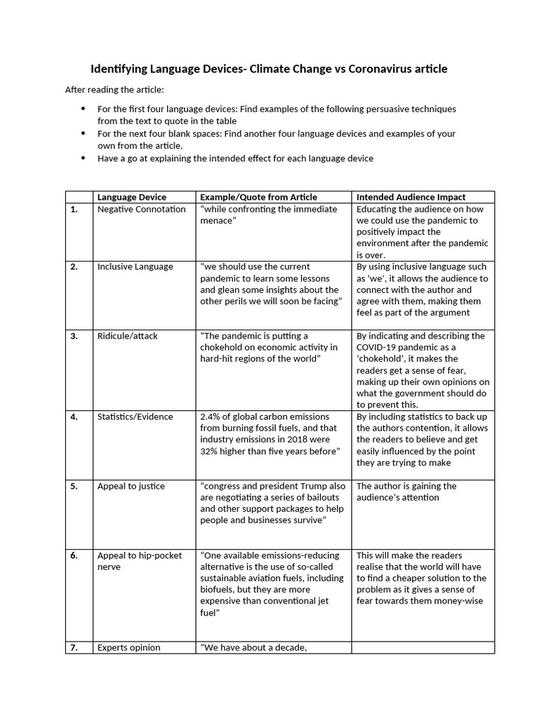 Identifying Language Devices | PDF | Climate Change | Natural Environment