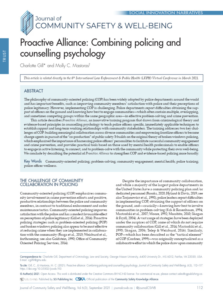 Proactive Alliance in Policing Training | PDF | Psychotherapy ...