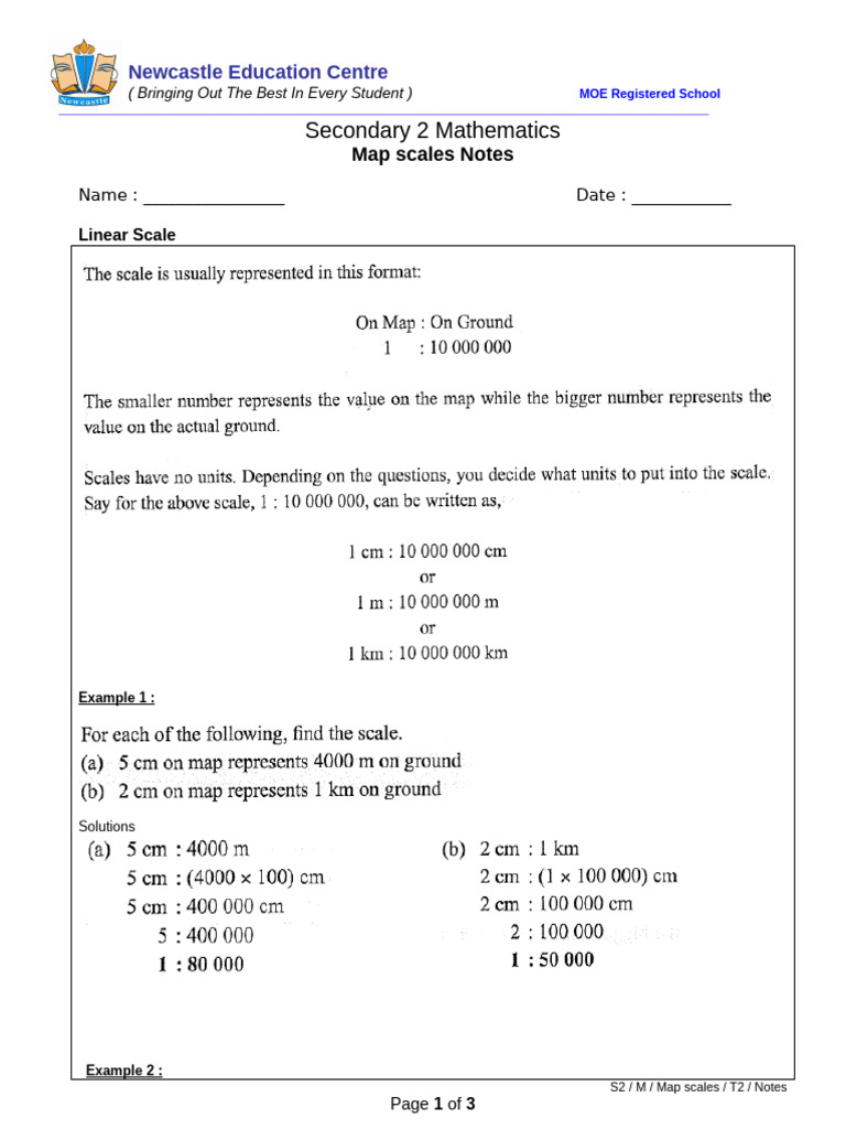 S2 - M - Map Scales - T2 - Notes | PDF