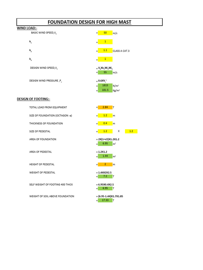 High Mast Foundation Design Analysis | PDF | Building Engineering ...