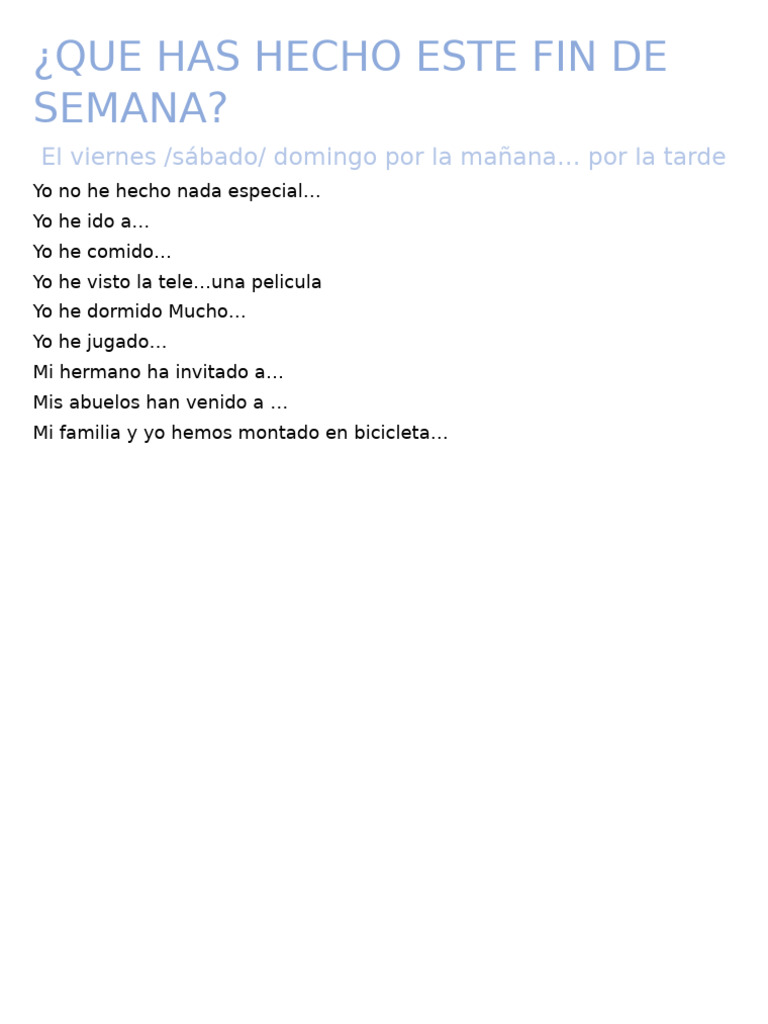 Actividades del Fin de Semana | PDF